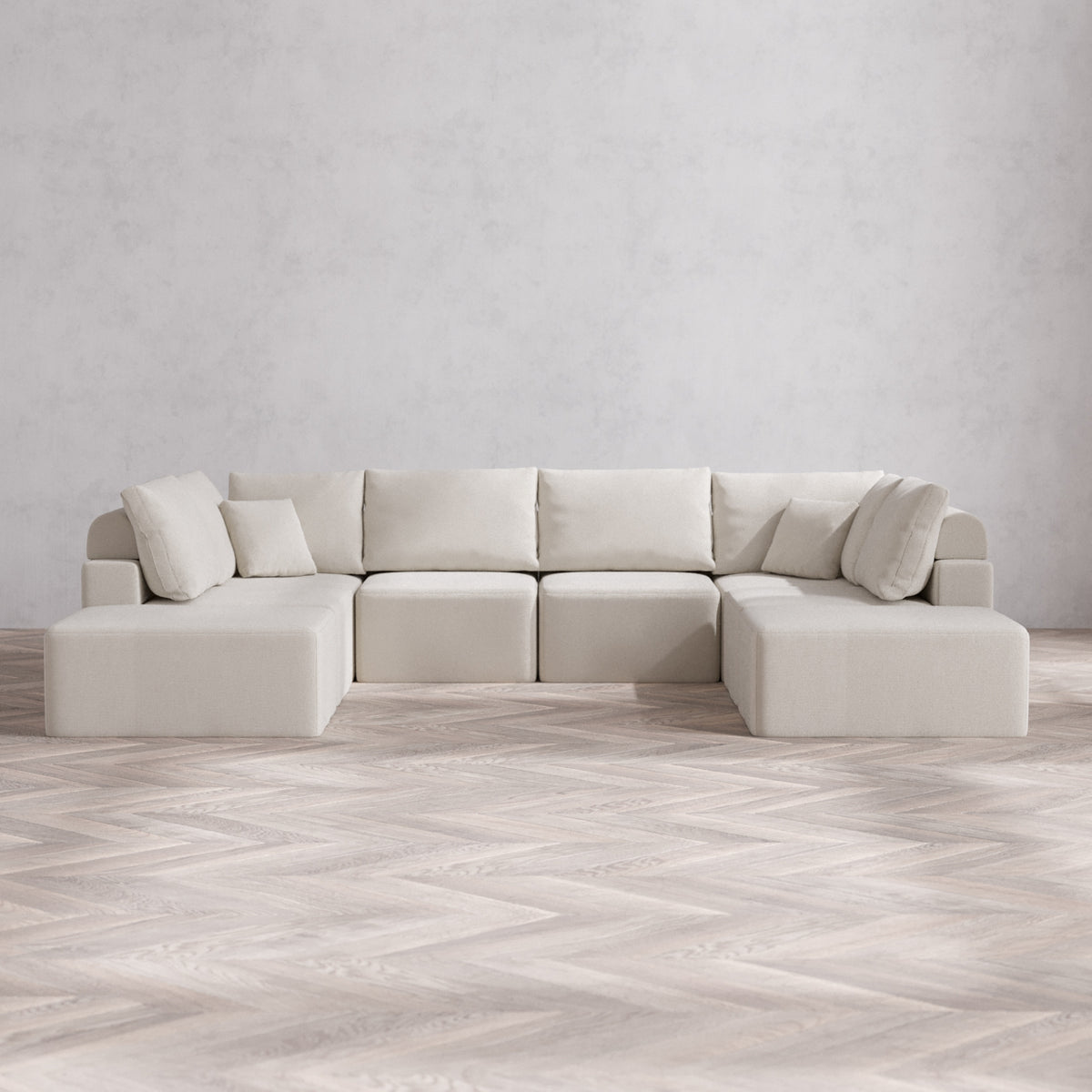 Modular Washable 8-Seater Open-Ends U Sectional Cloud + Bolster Sofa | – Diorama