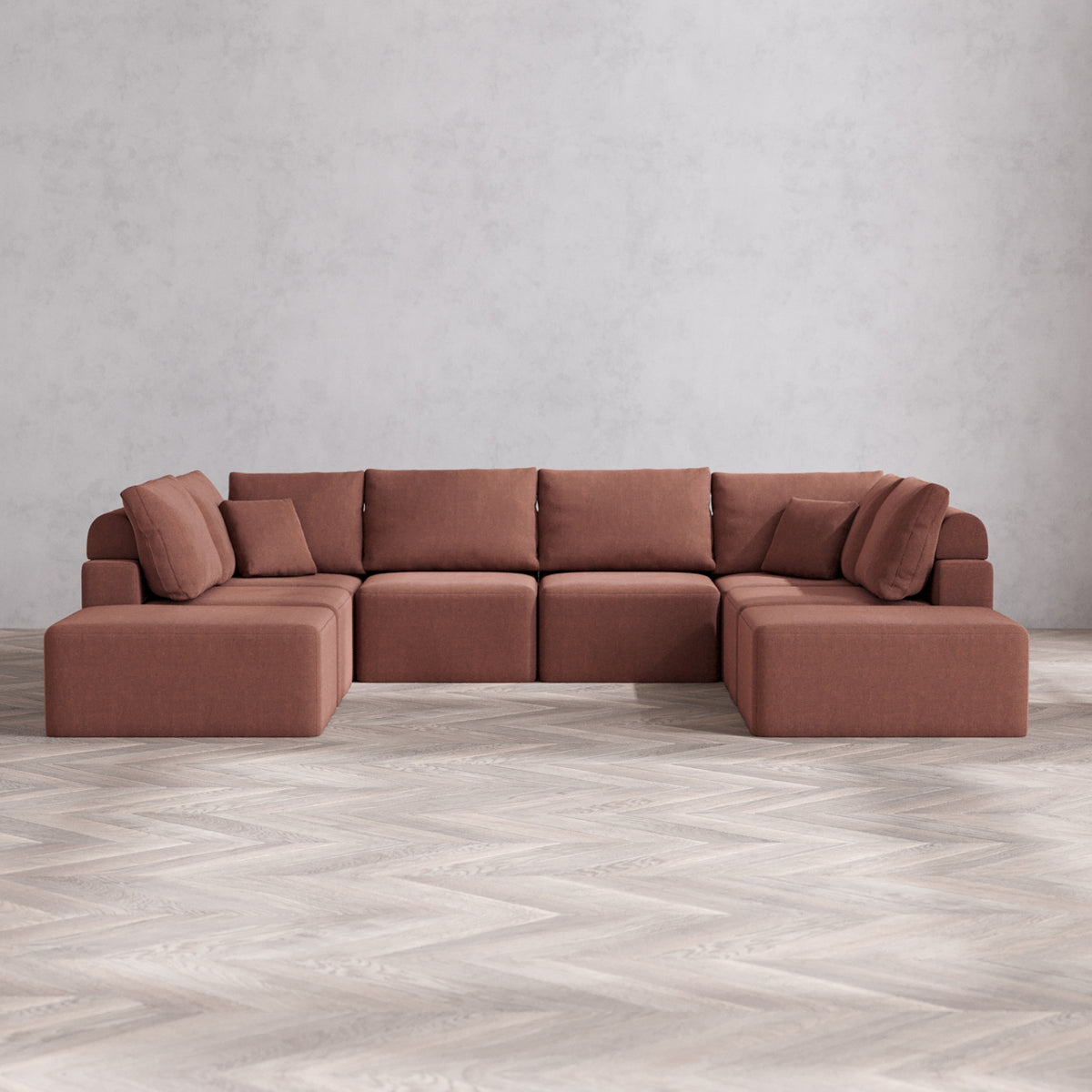 Modular Washable 8-Seater Open-Ends U Sectional Cloud + Bolster Sofa | – Diorama