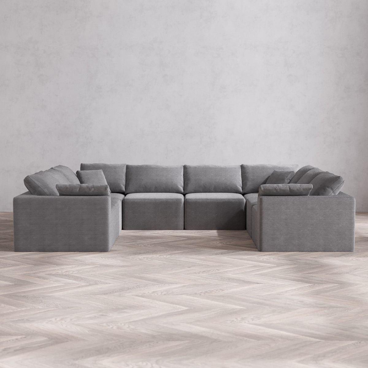 Modular Washable 8-Seater U Sectional Cloud Sofa | Lux Weave in Slate – Diorama