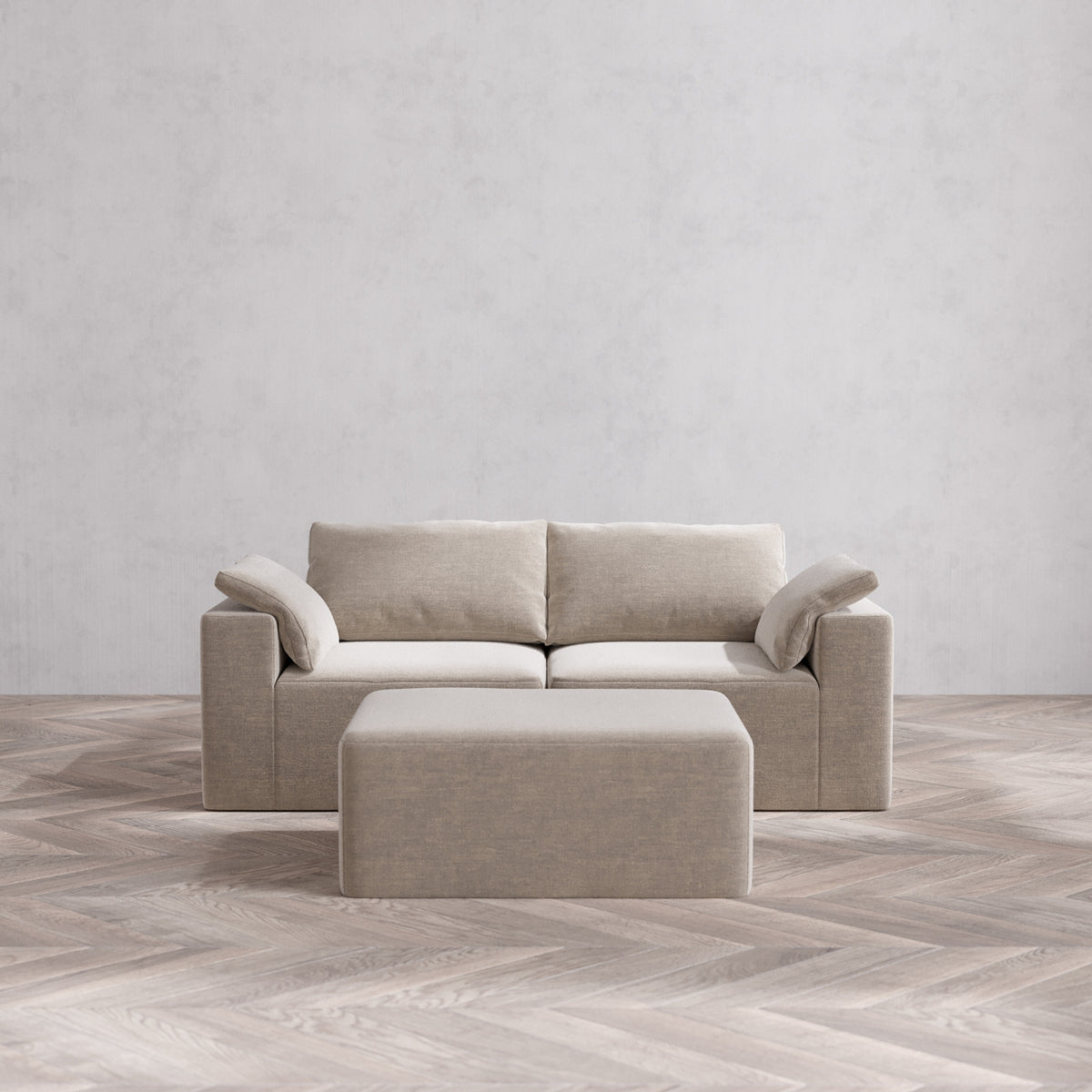 Modular Washable 2-Seater + Chaise Ottoman Cloud Sofa | Satin Velvet i ...
