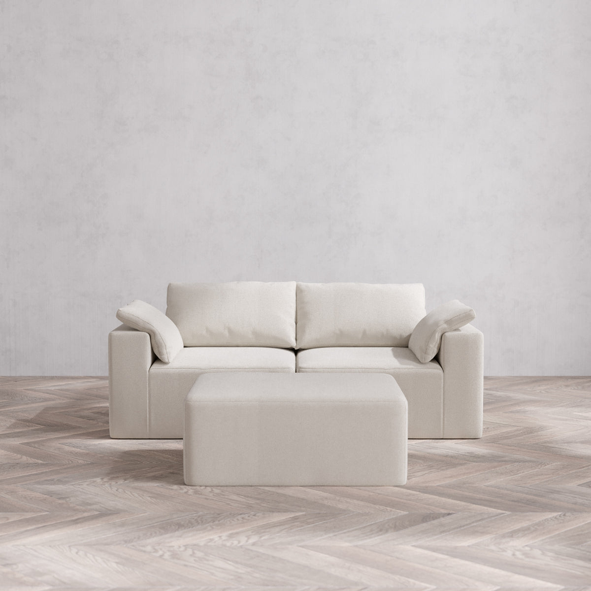 Modular Washable 2-Seater + Chaise Ottoman Cloud Sofa | Lux Weave in P ...