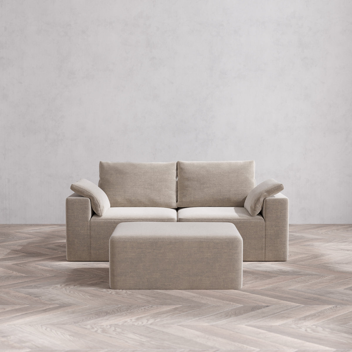 Modular Washable 2-Seater + Chaise Ottoman Cloud + Bolster Sofa | Sati ...