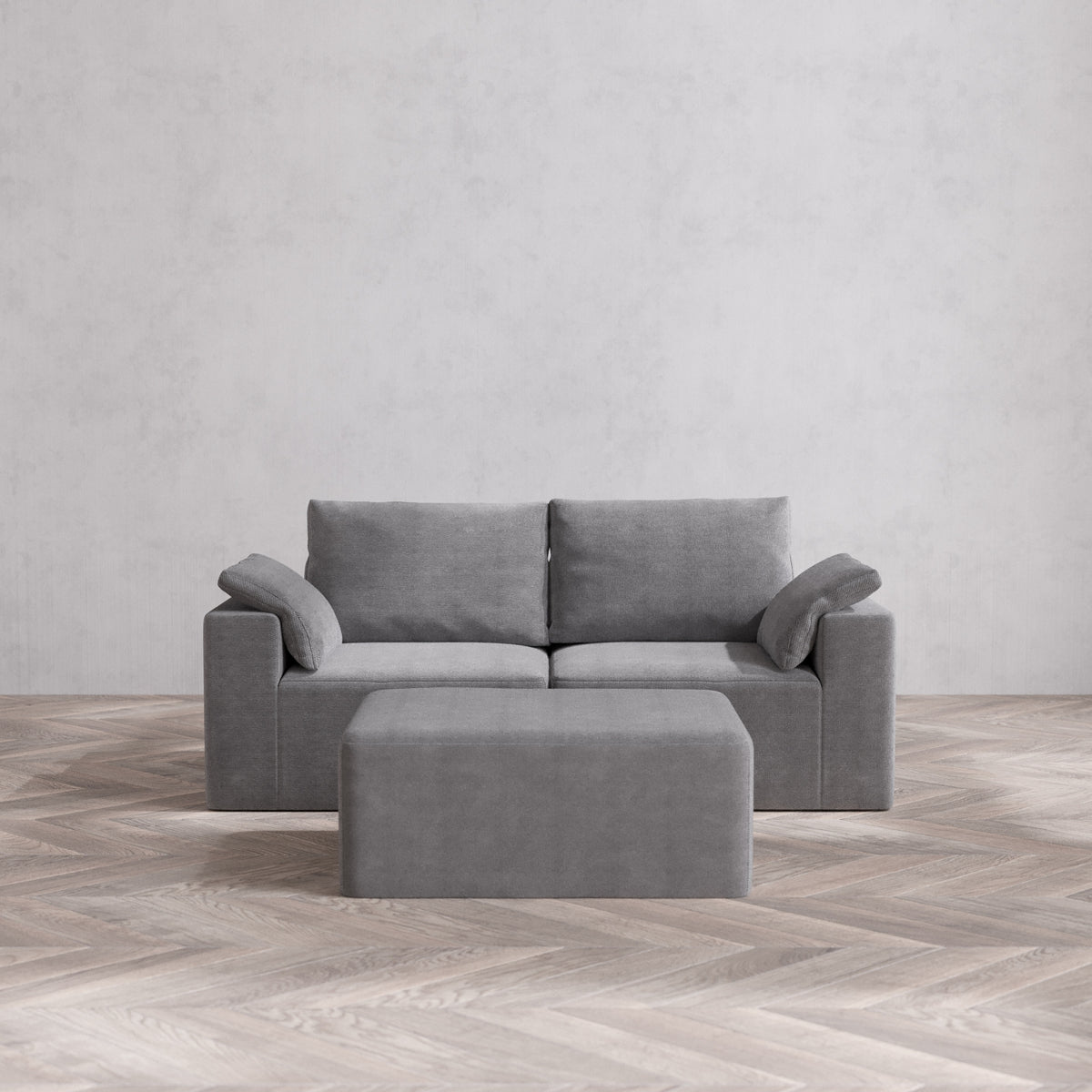 Modular Washable 2-Seater + Chaise Ottoman Cloud + Bolster Sofa | Lux ...