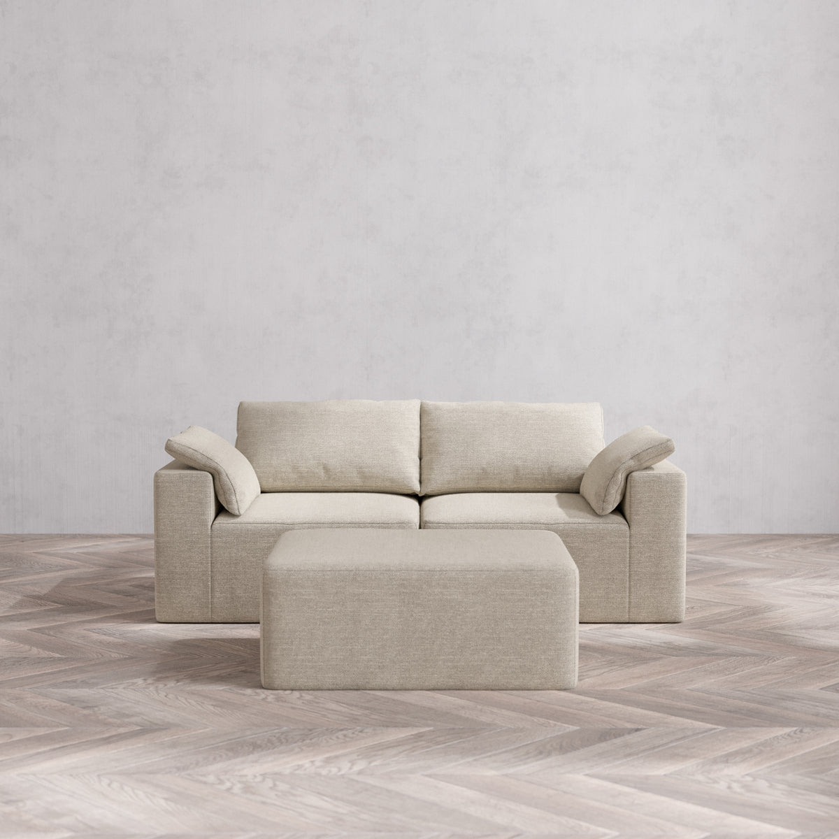 Modular Washable 2-Seater + Chaise Ottoman Cloud Sofa | Plush Twill in ...