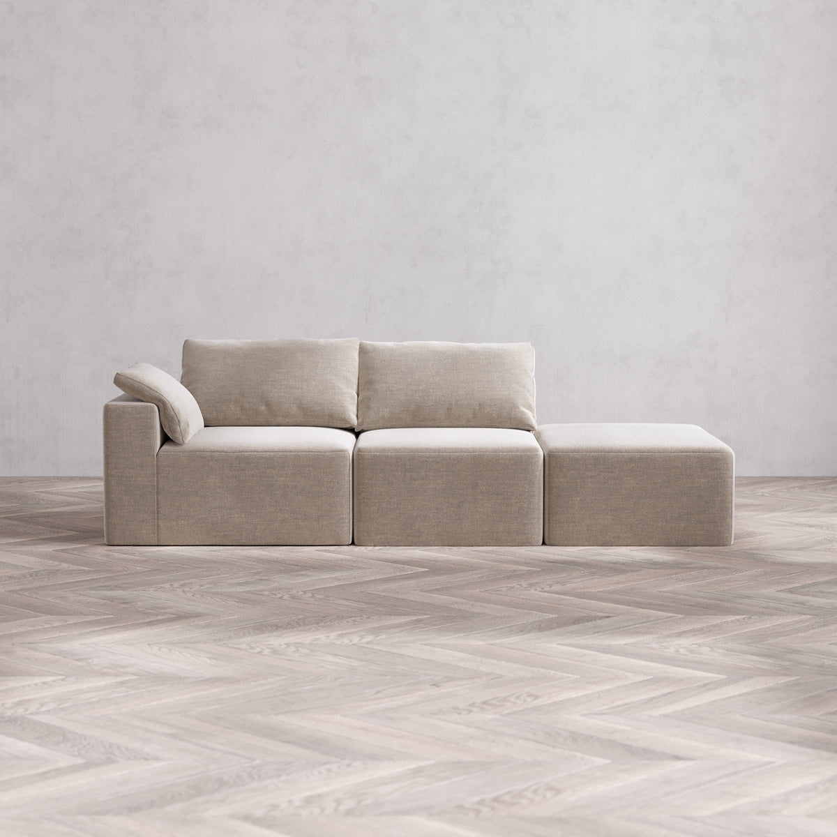 Modular Washable 2-Seater Open End Cloud Sofa | Left-Facing Arm | Sati ...