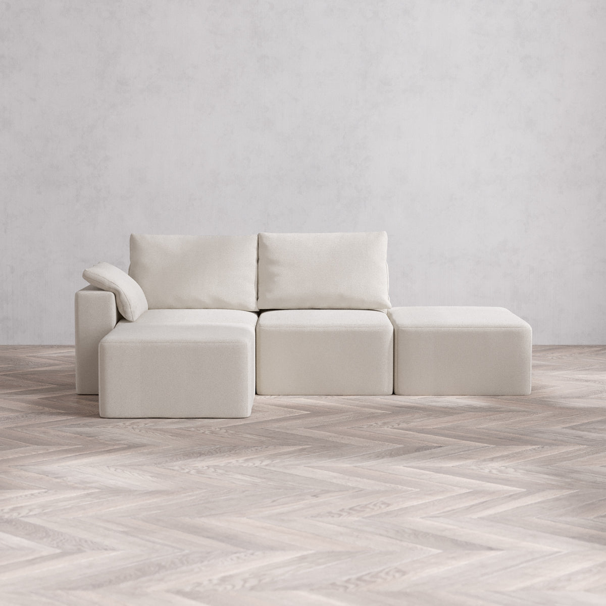 Modular Washable 2-Seater Open End Sectional Cloud + Bolster Sofa | Le ...