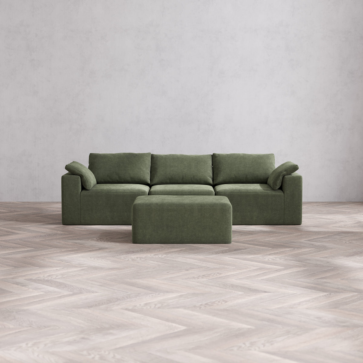 Slipcover Only - Modular Washable 3-Seater + Chaise Ottoman Cloud Sofa ...