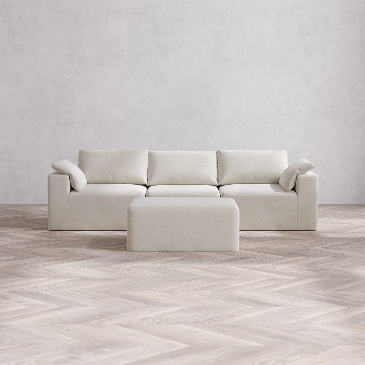 Modular Washable 3-Seater + Chaise Ottoman Cloud Sofa | Satin Velvet i ...