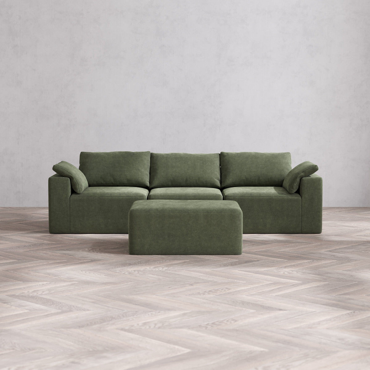 Modular Washable 3-Seater + Chaise Ottoman Cloud Sofa | Luxe Corduroy ...