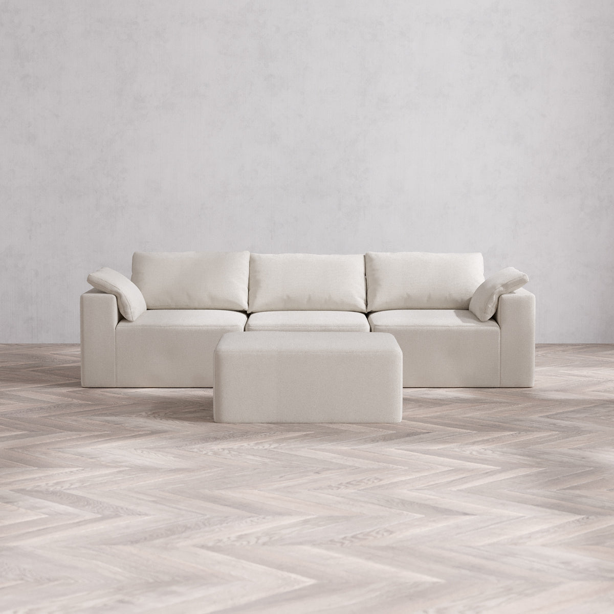 Modular Washable 3-Seater + Chaise Ottoman Cloud Sofa | Lux Weave in P ...