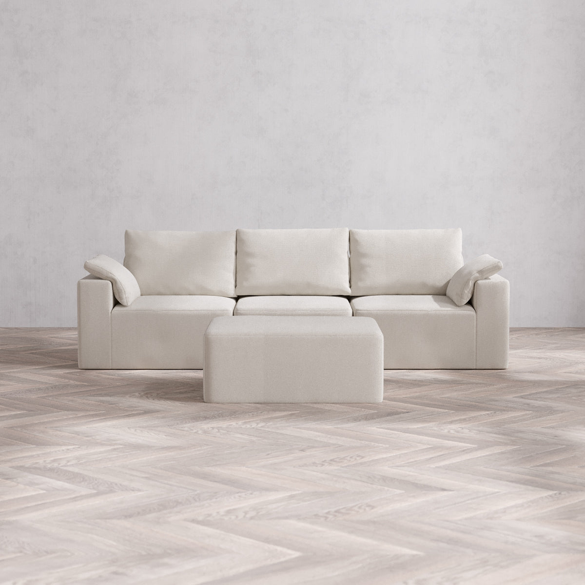 Modular Washable 3-Seater + Chaise Ottoman Cloud + Bolster Sofa | Lux ...
