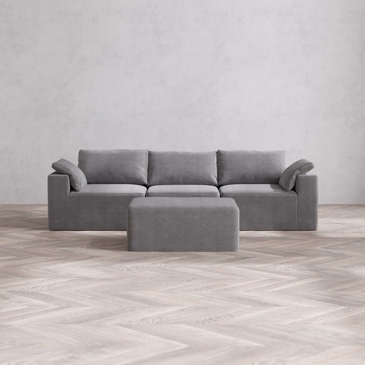 Modular Washable 3-Seater + Chaise Ottoman Cloud Sofa | Lux Weave in S ...