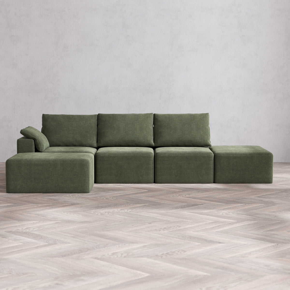 Slipcover Only - Modular Washable 3-Seater Open End Chaise Sectional C ...