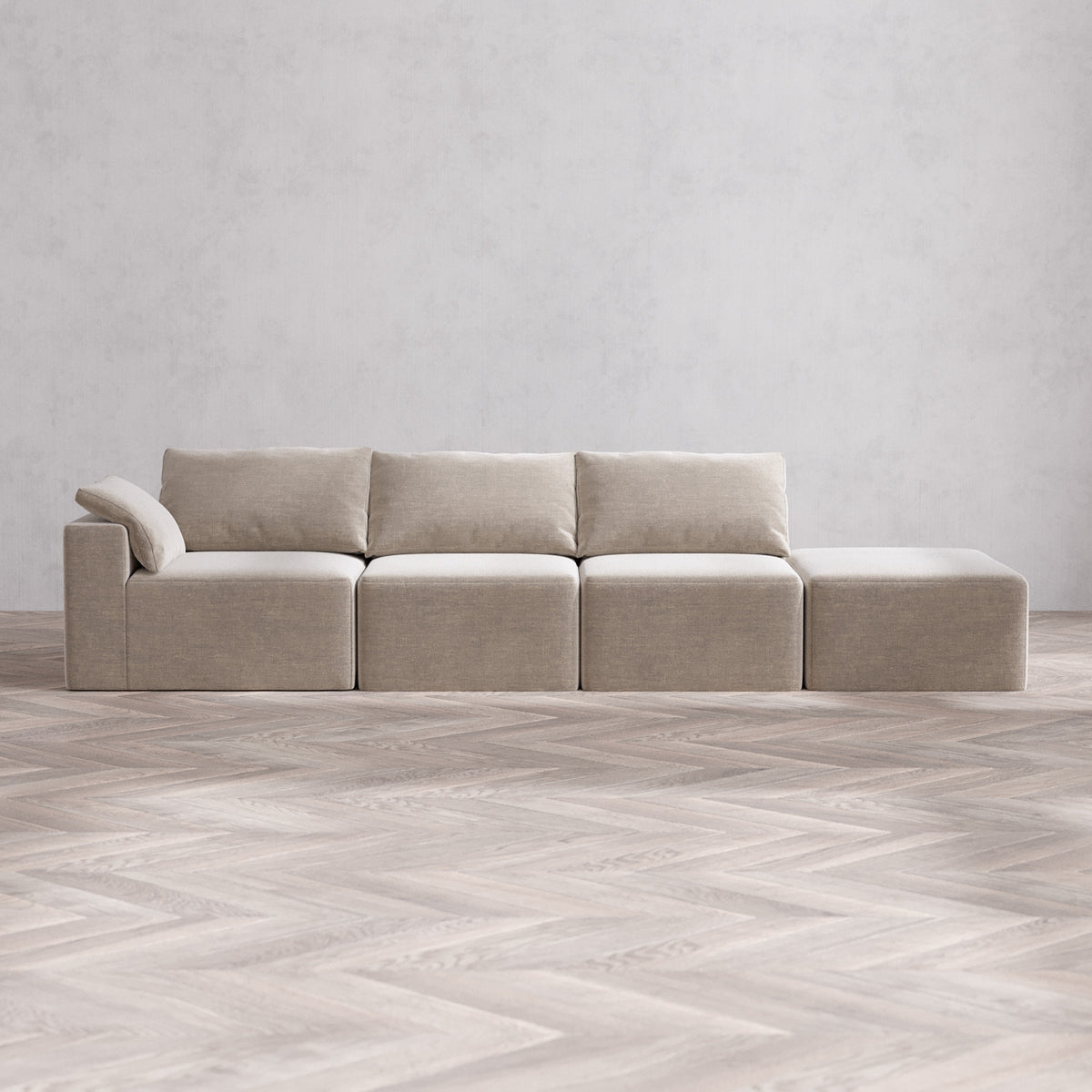 Modular Washable 3-Seater Open End Cloud Sofa | Left-Facing Arm | Sati ...