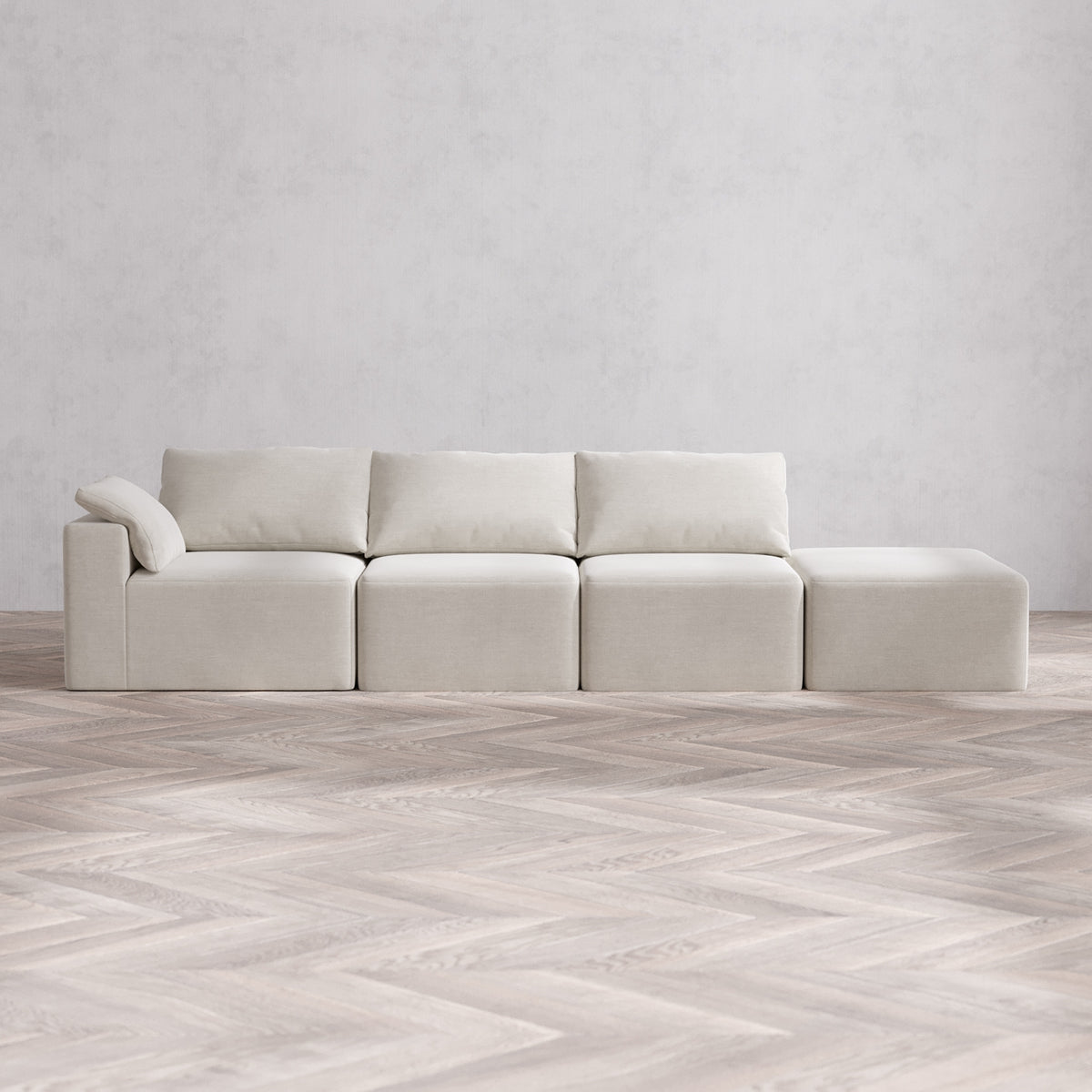 Modular Washable 3-Seater Open End Cloud Sofa | Left-Facing Arm | Sati ...