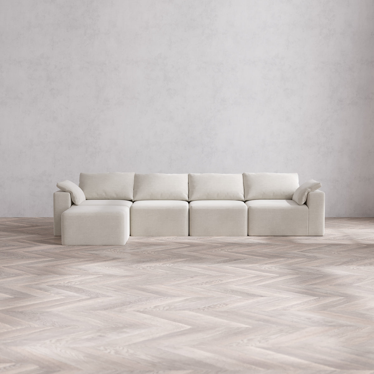 Slipcover Only - Modular Washable 4-Seater Sectional Cloud Sofa in Cas ...