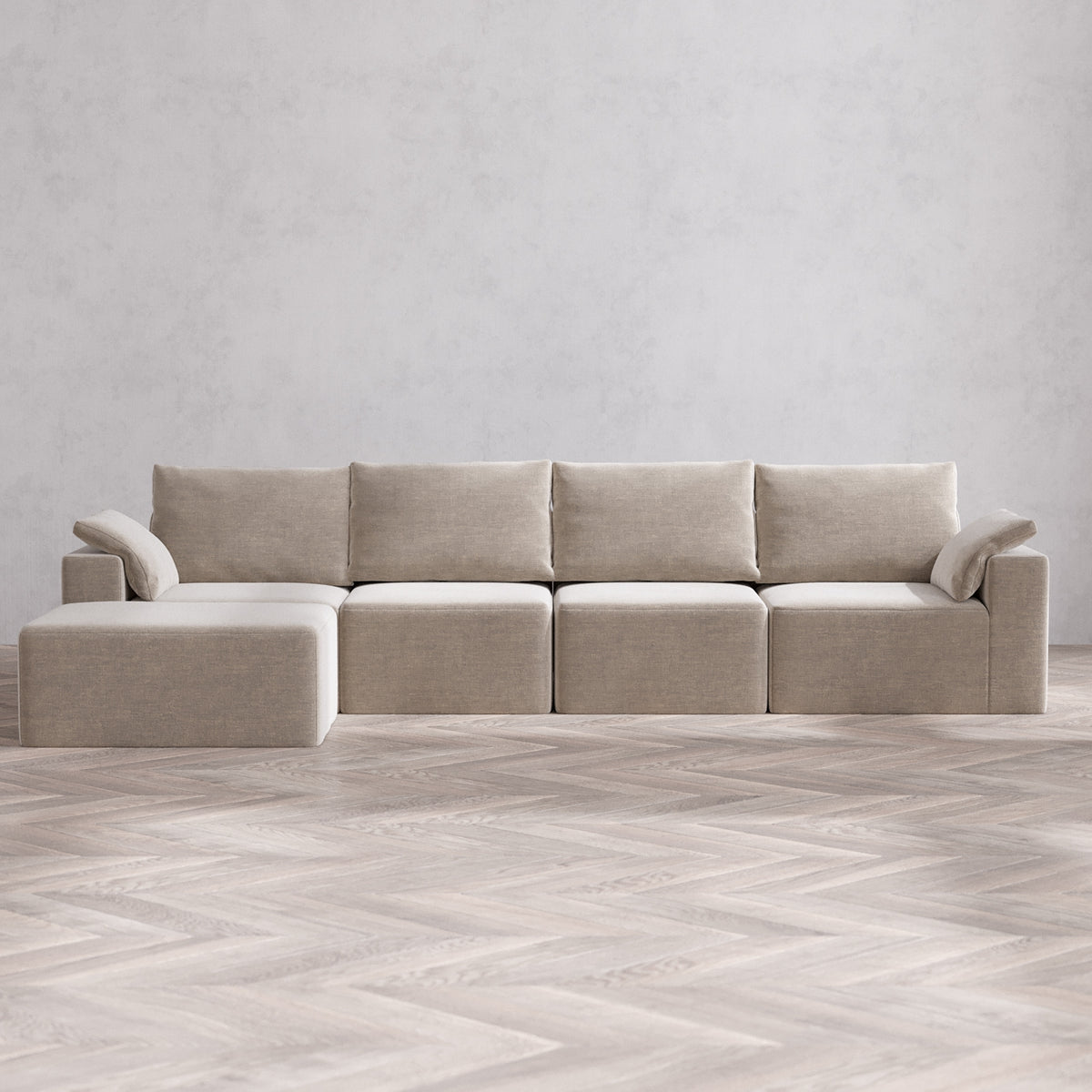 Modular Washable 4-Seater Chaise Sectional Cloud + Bolster Sofa | Sati ...