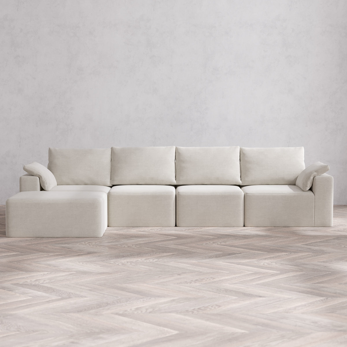 Modular Washable 4-Seater Chaise Sectional Cloud + Bolster Sofa | Sati ...