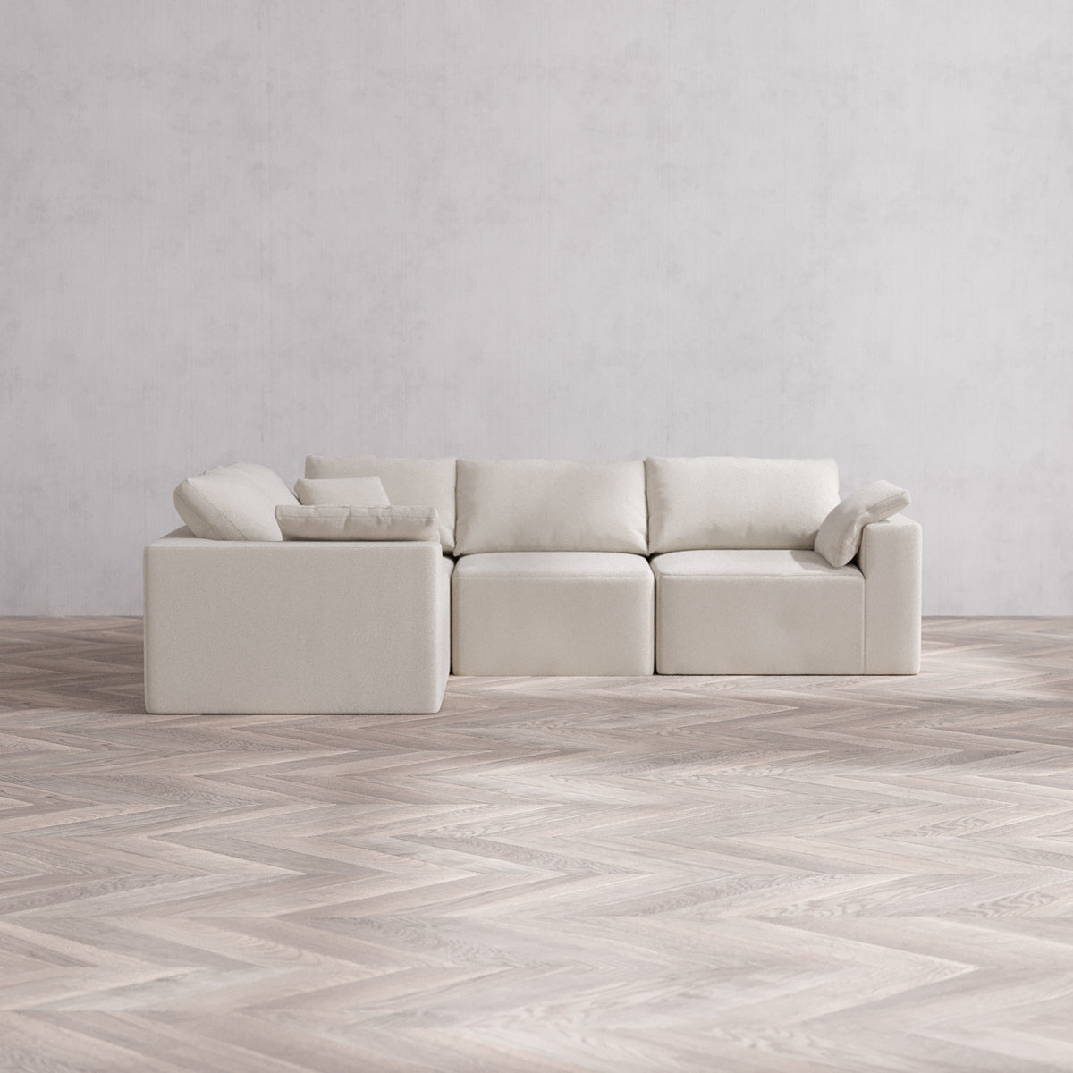 Modular Washable 4-Seater Corner Sectional Cloud Sofa | Lux Weave in P ...