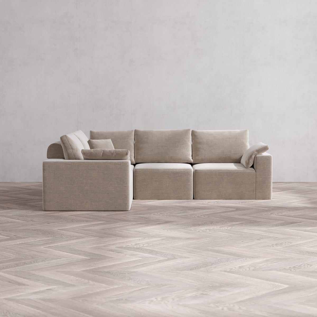 Modular Washable 4-Seater Corner Sectional Cloud + Bolster Sofa | Sati ...