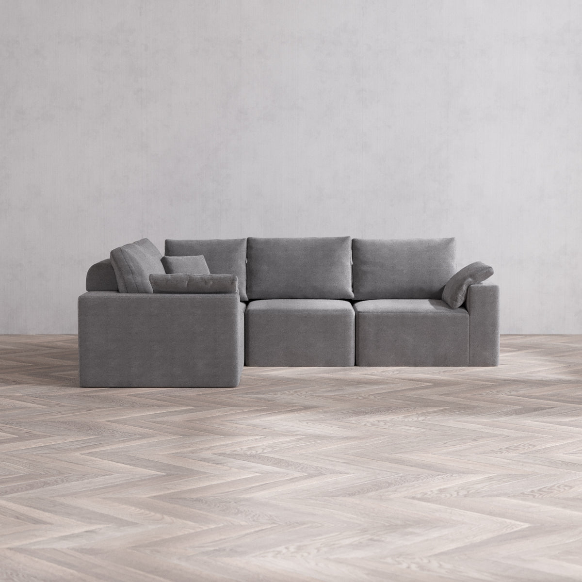 Modular Washable 4-Seater Corner Sectional Cloud + Bolster Sofa | Lux ...