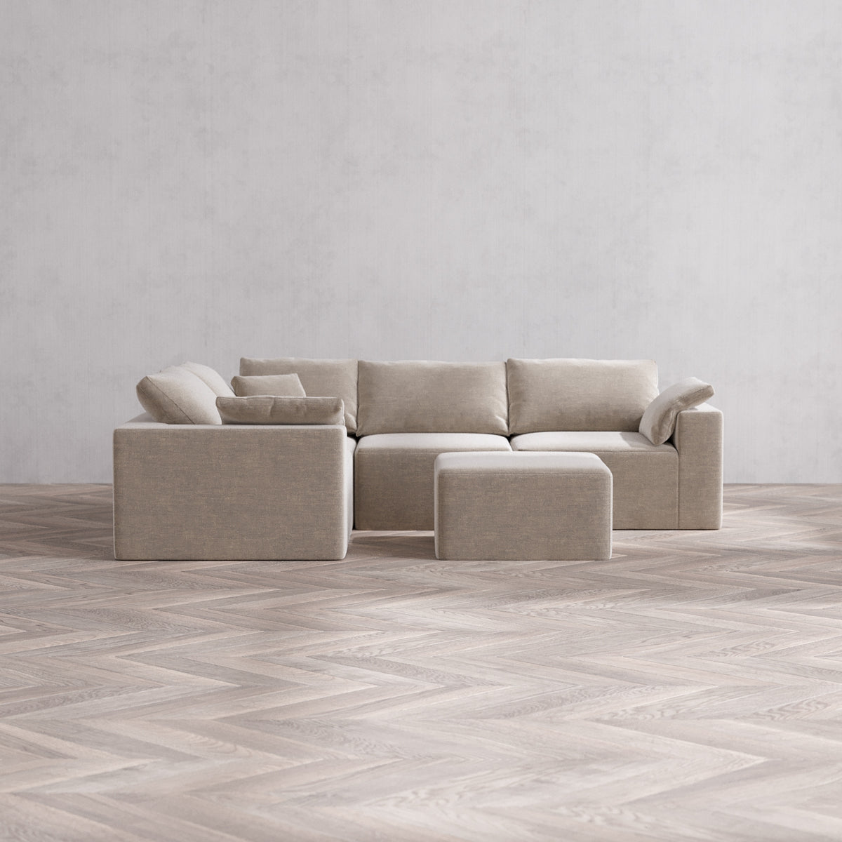 Modular Washable 4-Seater Corner Sectional + Ottoman Cloud Sofa | Sati ...