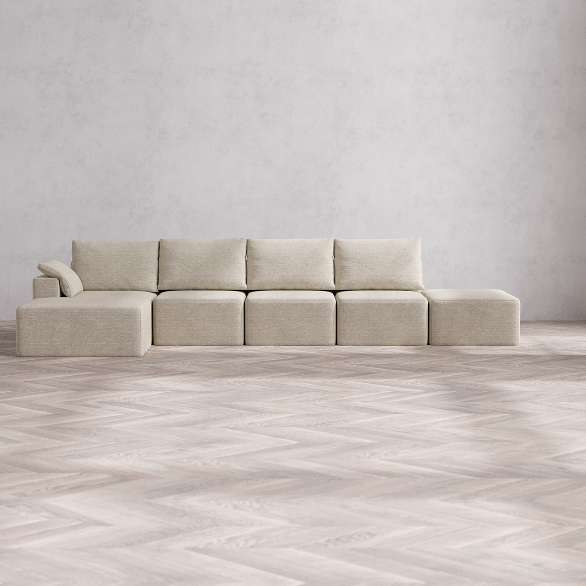 Slipcover Only - Modular Washable 4-Seater Open End Chaise Sectional C ...