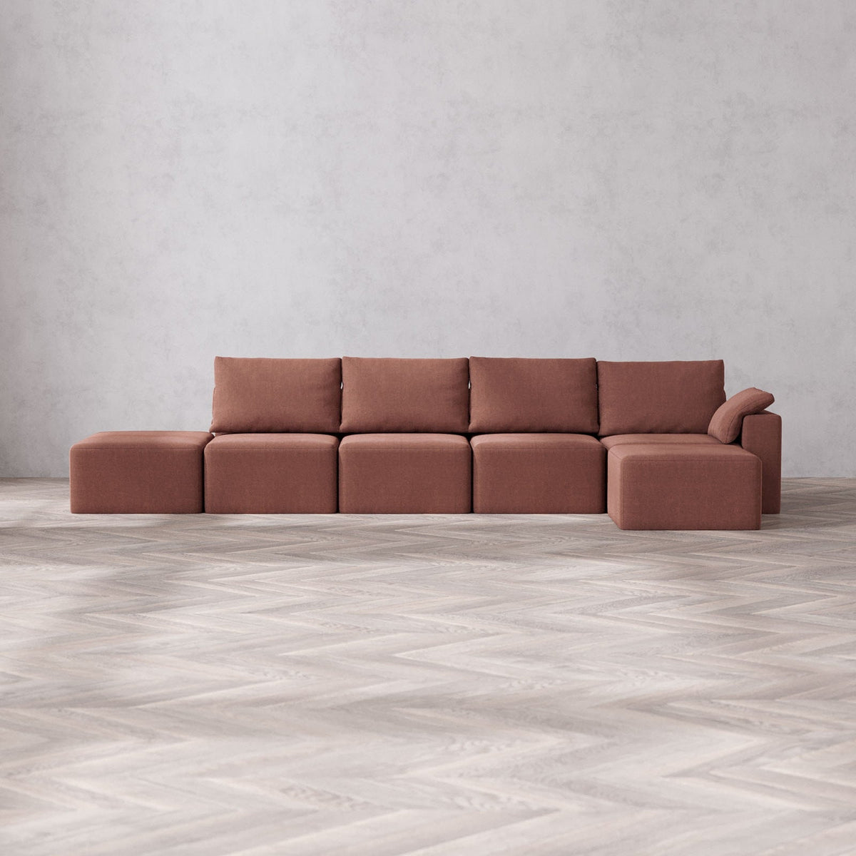 Modular Washable 4-Seater Open End Sectional Cloud + Bolster Sofa | Ri ...