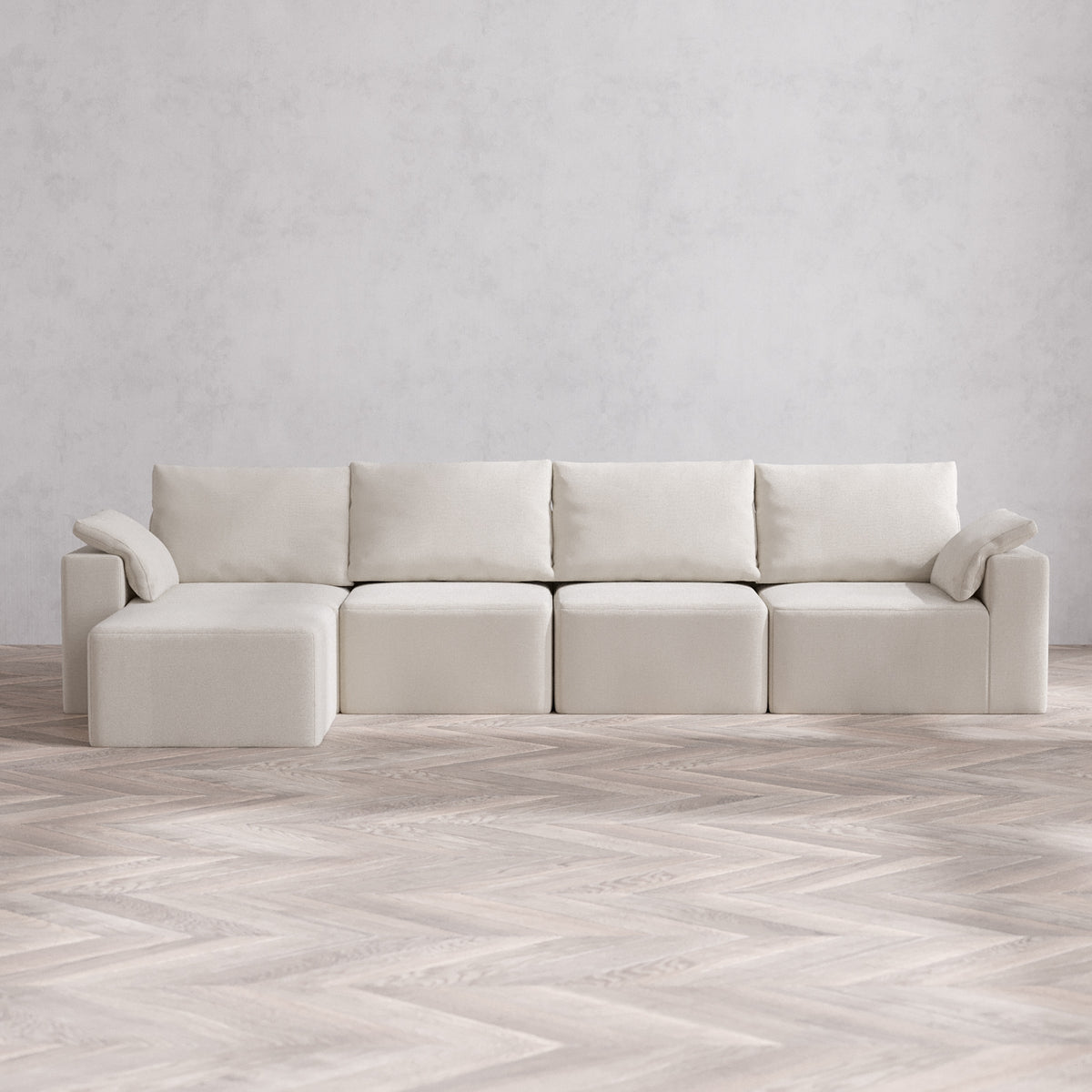 Modular Washable 4-Seater Sectional Cloud + Bolster Sofa | Lux Weave i ...