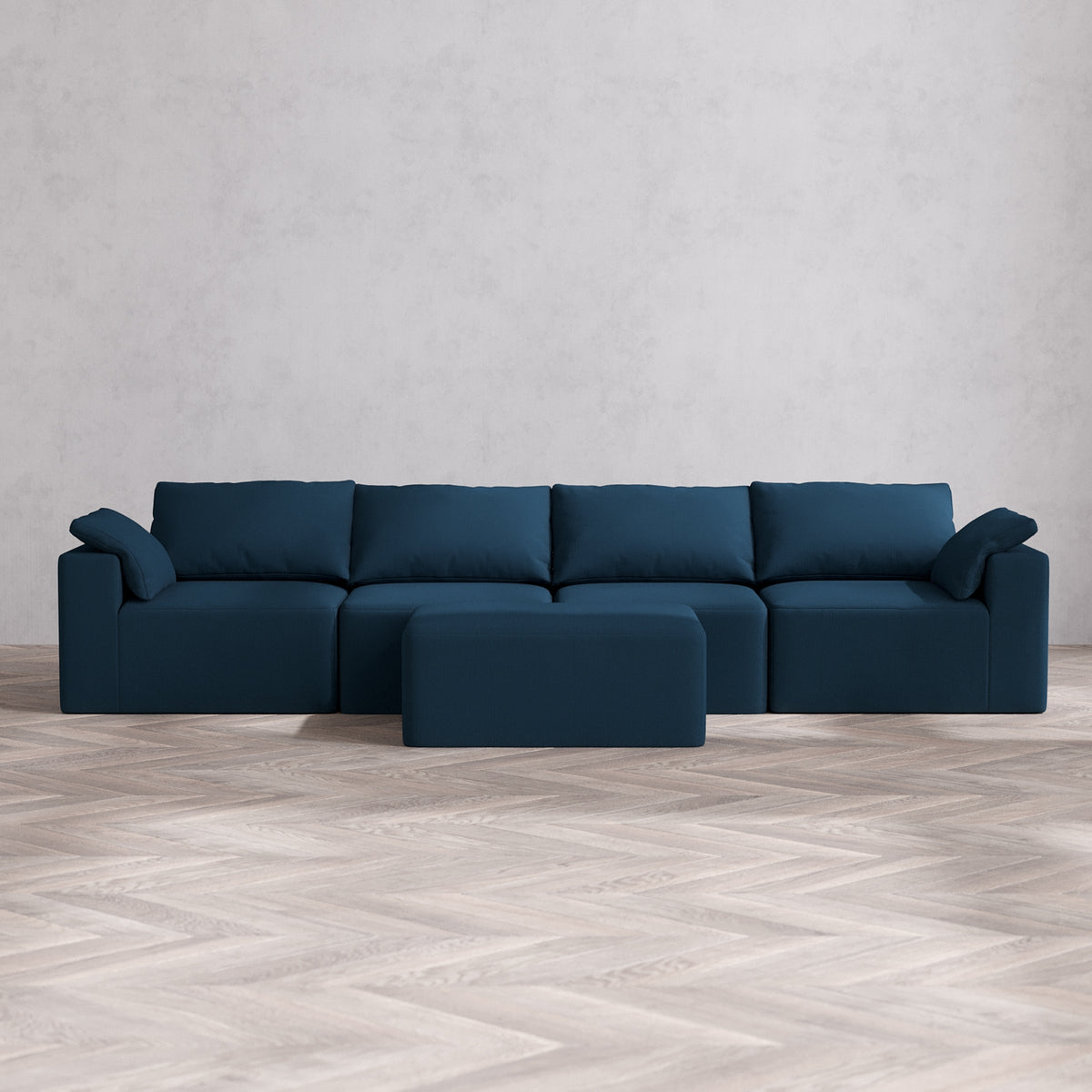 Modular Washable 4-Seater Cloud Sofa + Chaise Ottoman | Arden Weave in ...