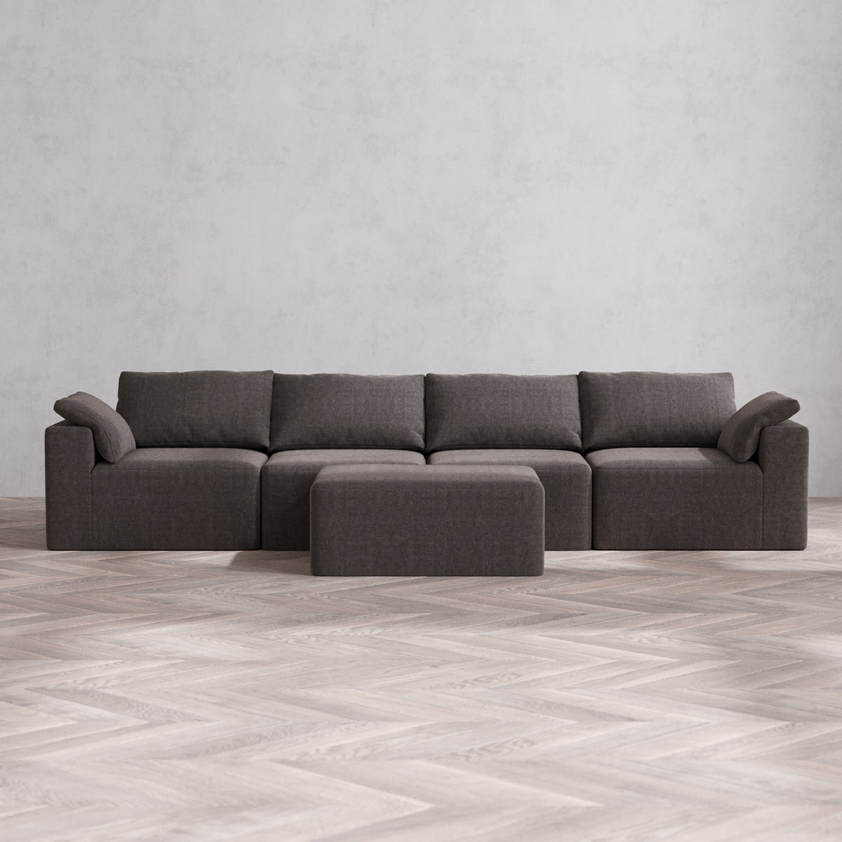 Modular Washable 4-Seater Cloud Sofa + Chaise Ottoman | Heirloom Velve ...