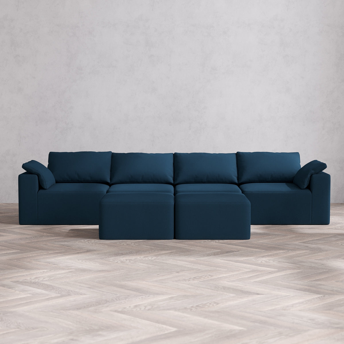Modular Washable 4-Seater Cloud Sofa + Ottoman Bench | Arden Weave in ...