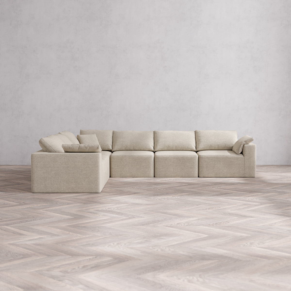 Slipcover Only - Modular Washable 6-Seater Corner Sectional Cloud Sofa ...