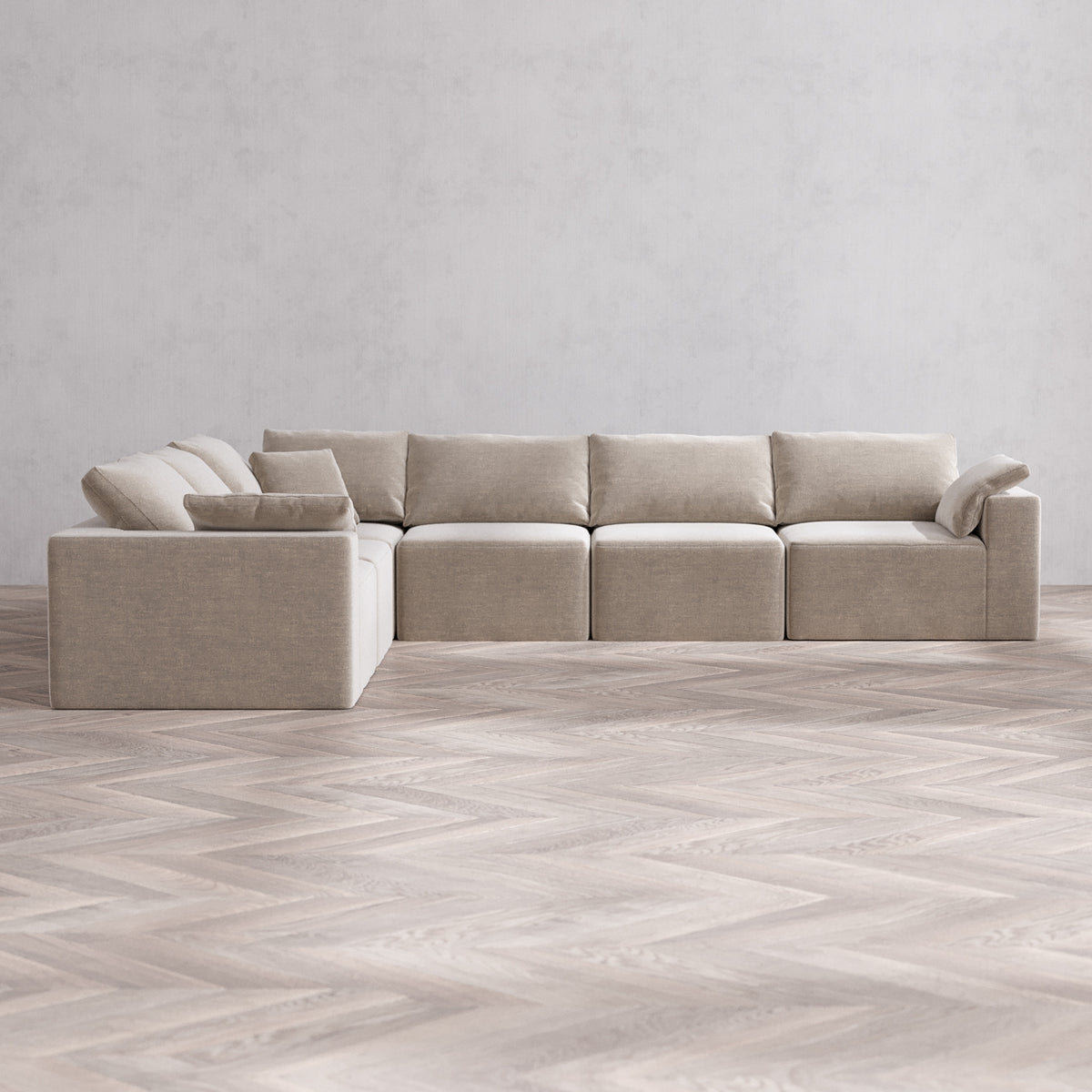 Modular Washable 6-Seater Corner Sectional Cloud Sofa | Satin Velvet i ...