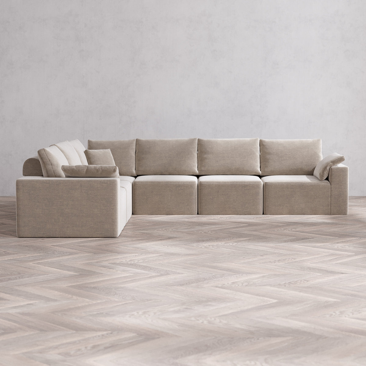 Modular Washable 6-Seater Corner Sectional Cloud + Bolster Sofa | Sati ...