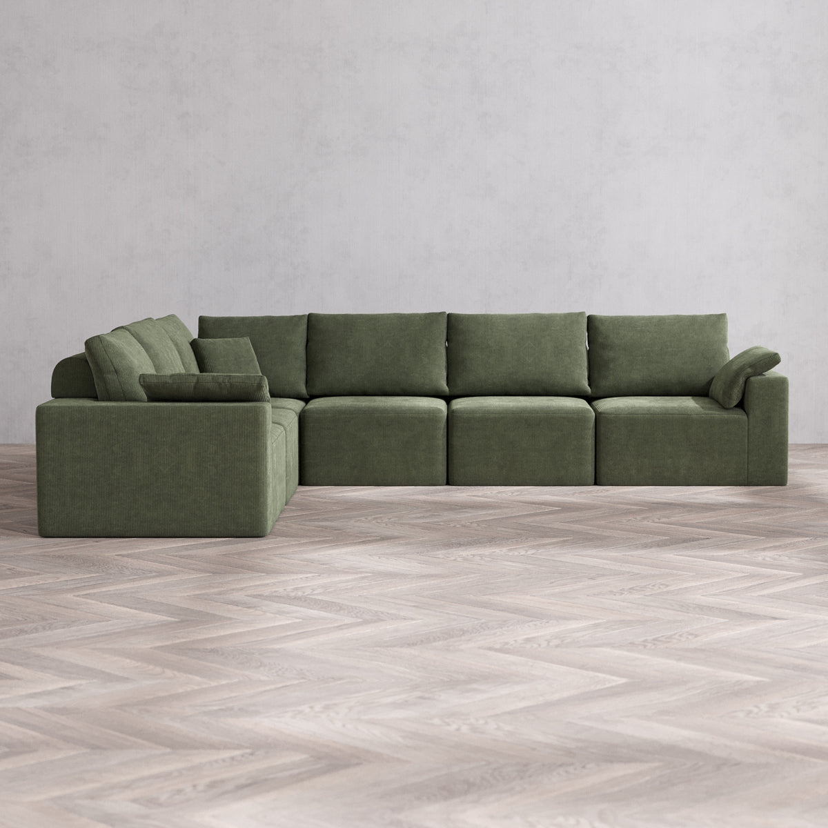 Modular Washable 6-Seater Corner Sectional Cloud + Bolster Sofa | Luxe ...