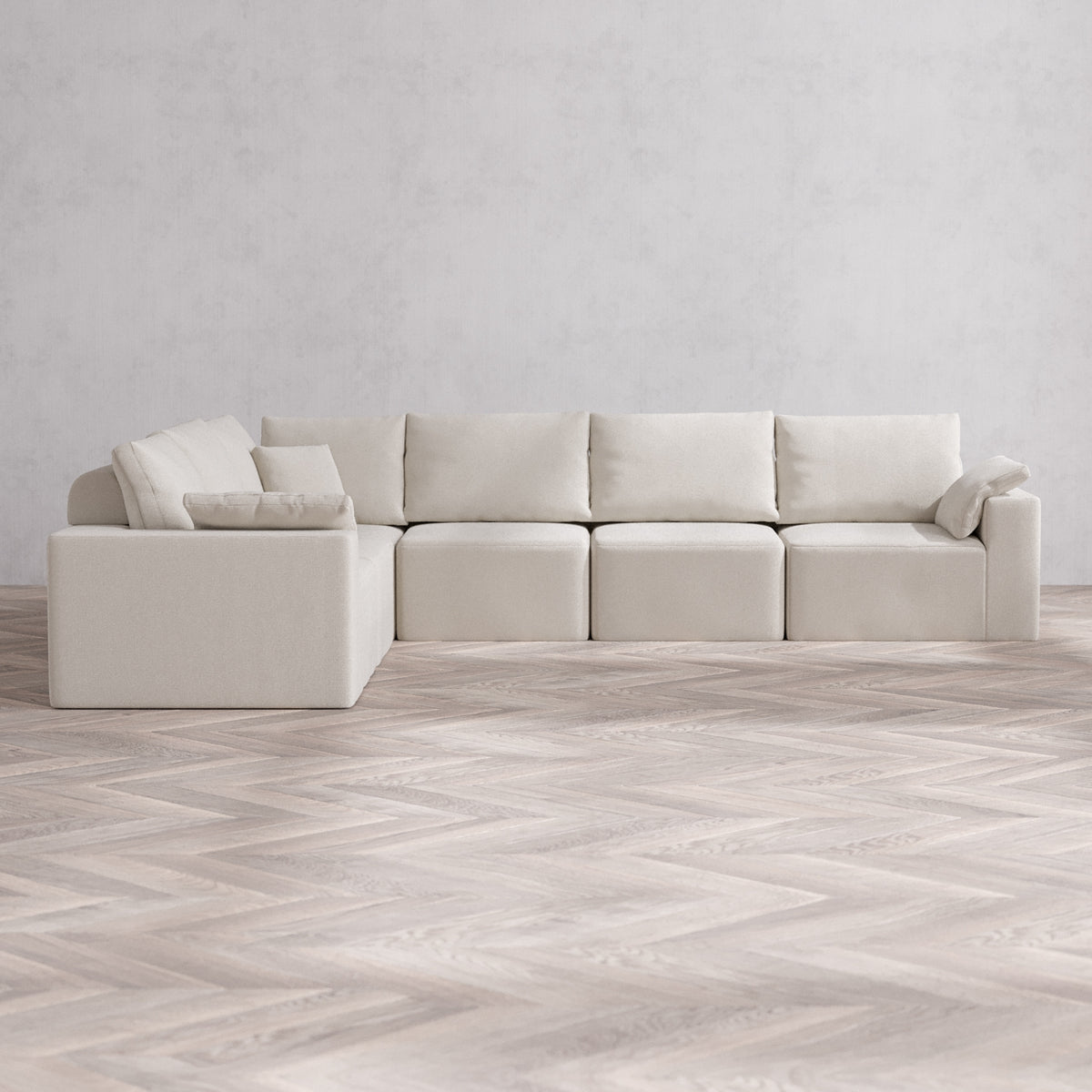 Modular Washable 6-Seater Corner Sectional Cloud + Bolster Sofa | Lux ...