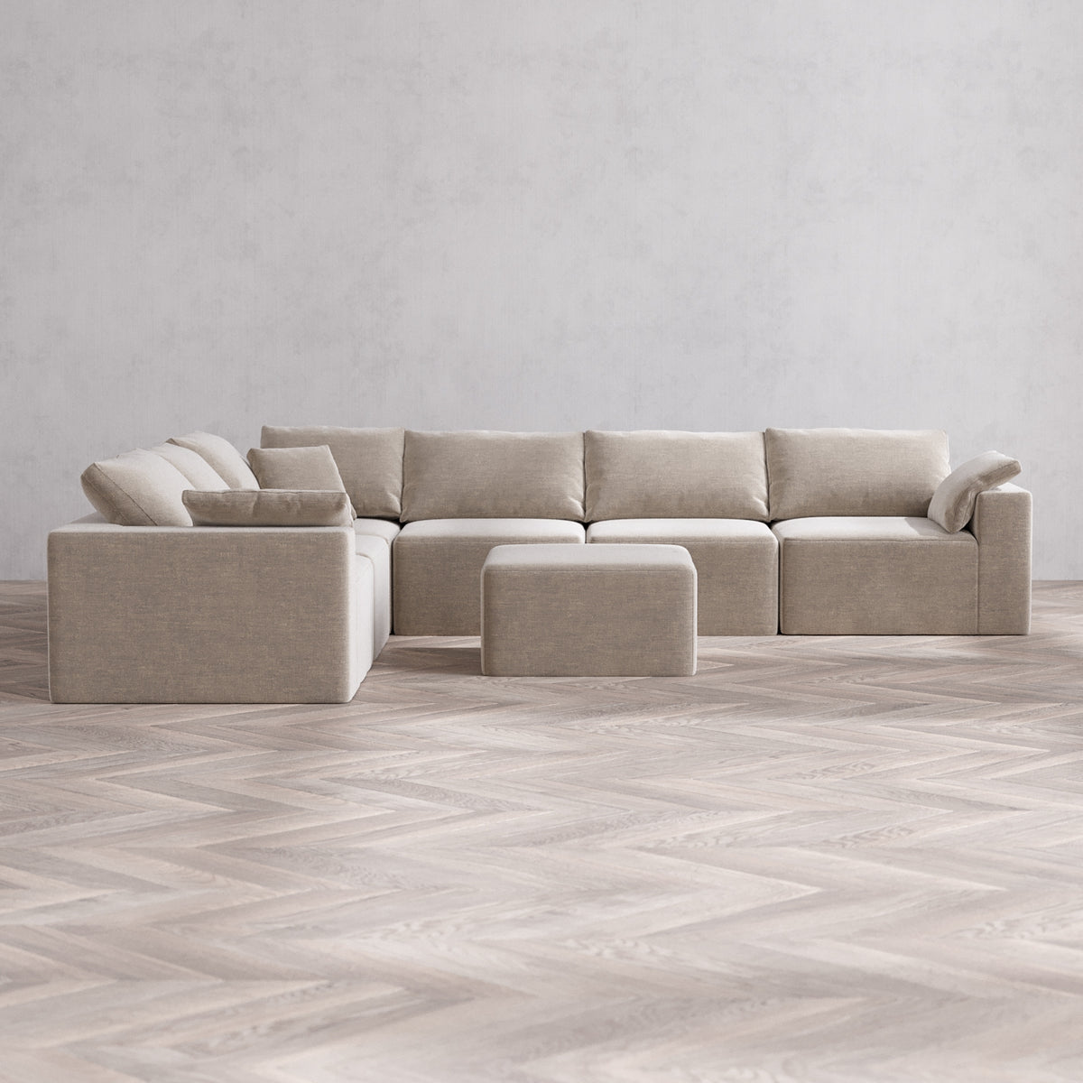 Modular Washable 6-Seater Corner Sectional + Ottoman Cloud Sofa | Sati ...