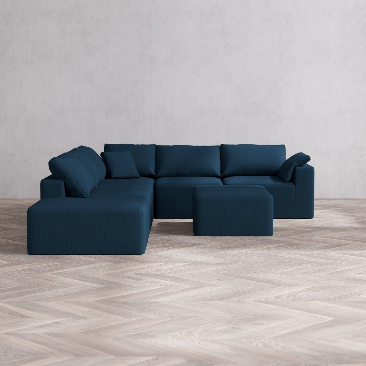 Modular Washable 6-Seater Open End Corner Sectional + Chaise Ottoman C ...