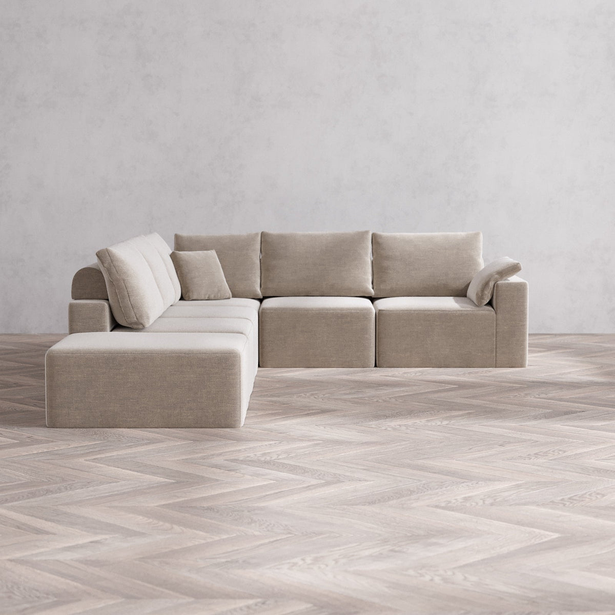Modular Washable 6-Seater Open End Corner Sectional Cloud + Bolster So ...