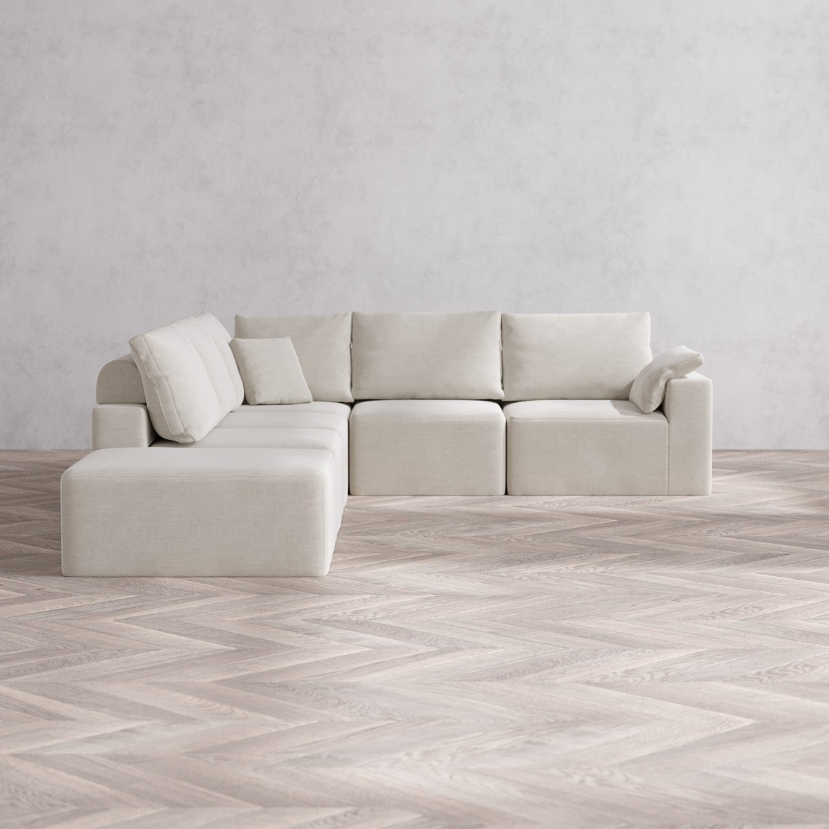 Modular Washable 6-Seater Open End Corner Sectional Cloud + Bolster So ...