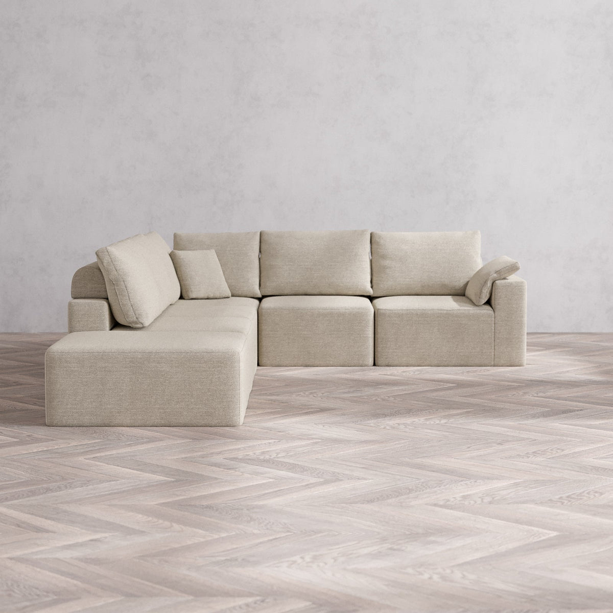 Modular Washable 6-Seater Open End Corner Sectional Cloud + Bolster So ...