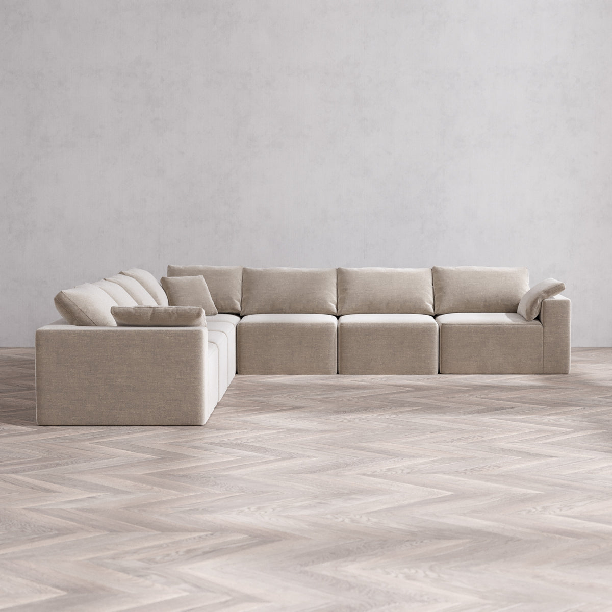 Modular Washable 7-Seater Corner Sectional Cloud Sofa | Satin Velvet i – Diorama