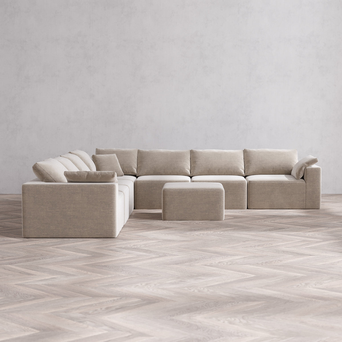 Modular Washable 7-Seater Corner Sectional + Ottoman Cloud Sofa | Sati ...
