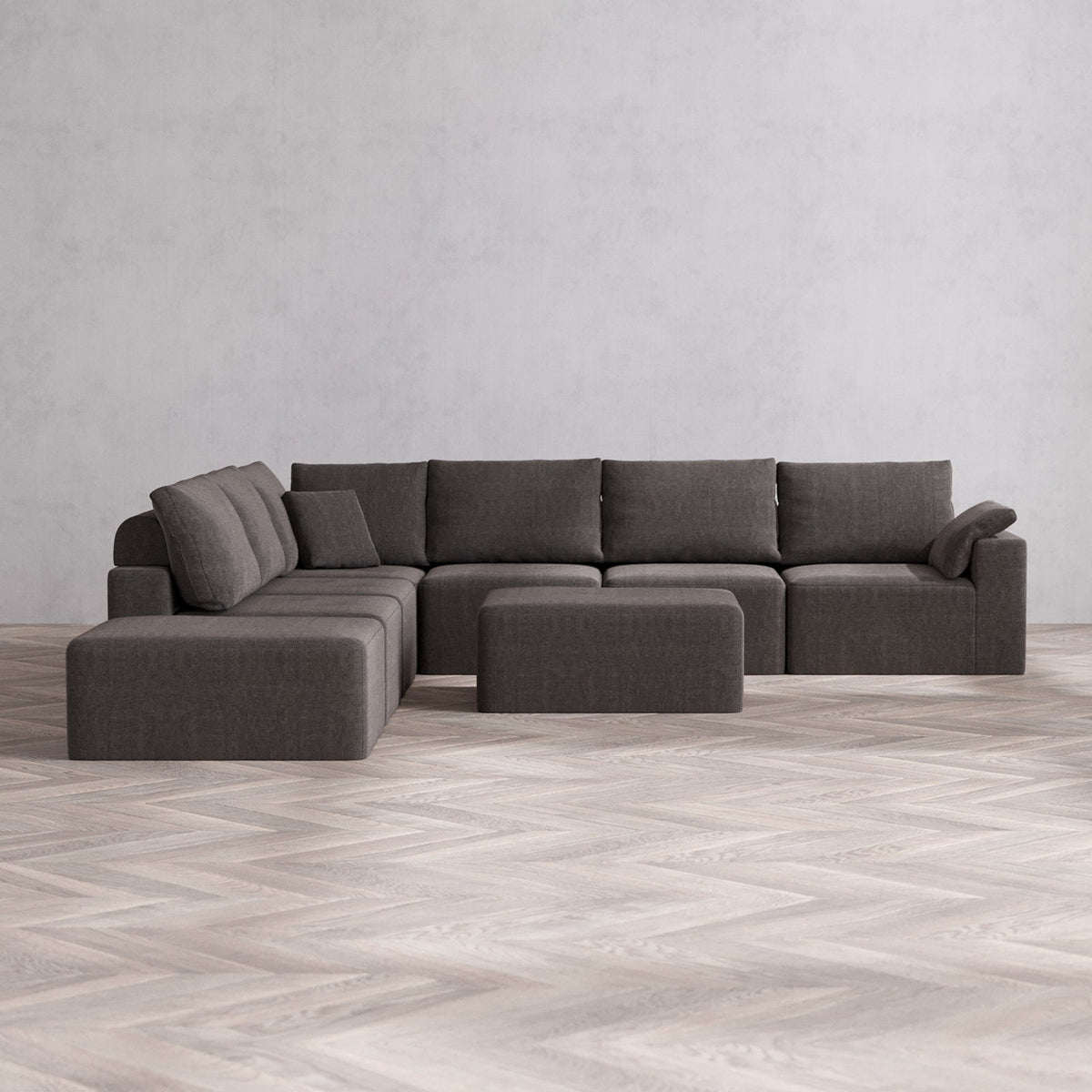Slipcover Only - Modular Washable 7-Seater Open End Corner Sectional ...