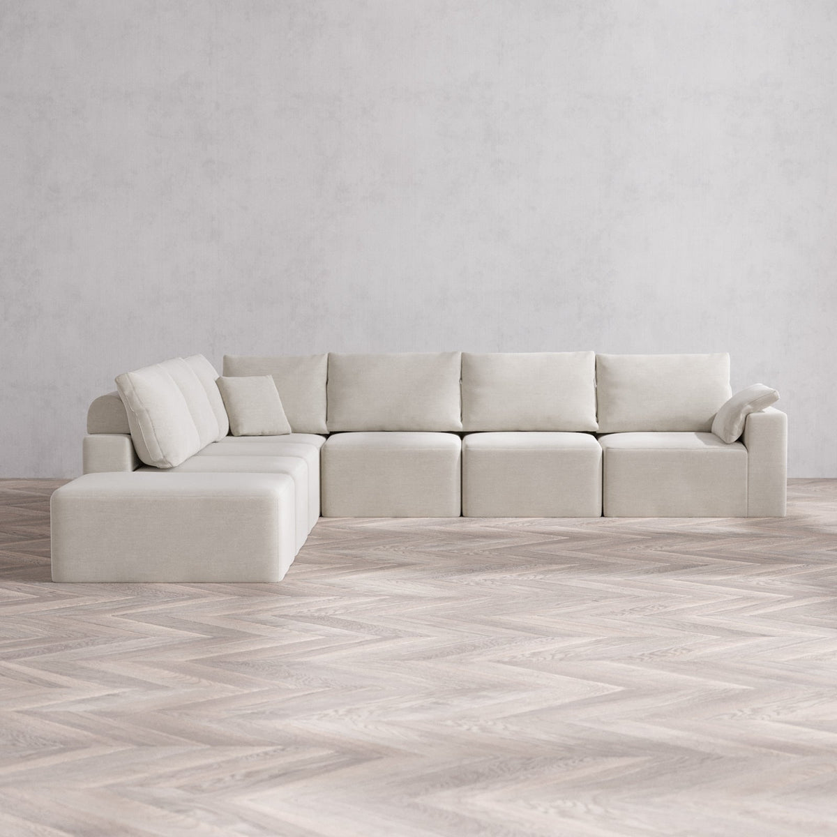 Modular Washable 7-Seater Open End Corner Sectional Cloud + Bolster So ...
