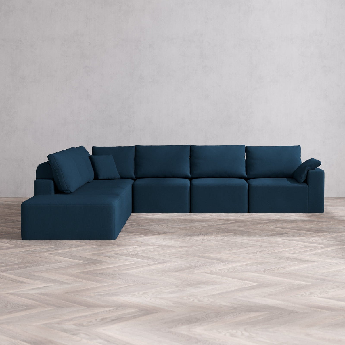 Modular Washable 7-Seater Open End Corner Sectional Cloud + Bolster So ...