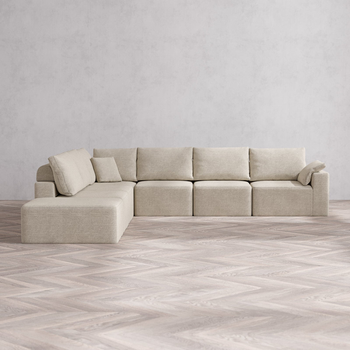 Modular Washable 7-Seater Open End Corner Sectional Cloud + Bolster So ...