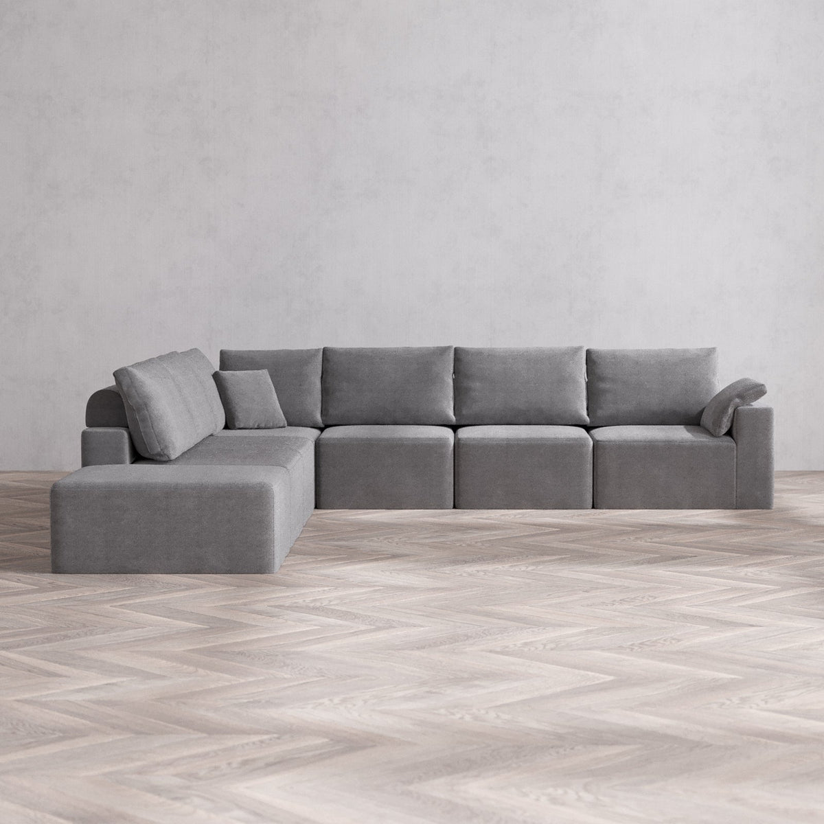 Modular Washable 7-Seater Open End Corner Sectional Cloud + Bolster So ...