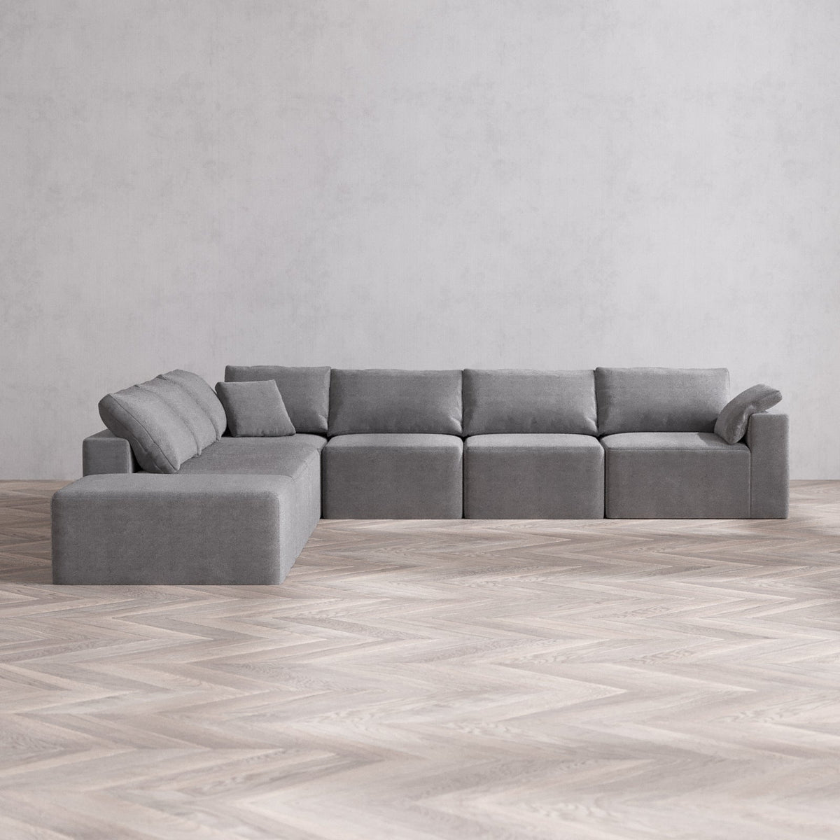 Modular Washable 7-Seater Open End Corner Sectional Cloud Sofa | Right ...